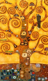 Fototapeta Strom života (Gustav Klimt) - fantaskní strom s listy na žlutém pozadí