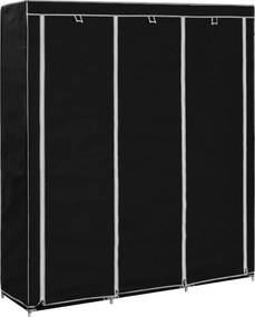 vidaXL Šatní skříň s přihrádkami a tyčemi 150x45x175 cm textil [282454] Barva: Černá