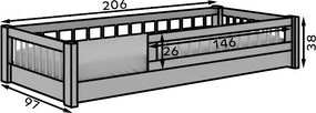 ADRK Furniture Dětská postel Dori s matrací CH-DOR-P-200-M