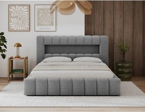 Šedá čalouněná dvoulůžková postel s úložným prostorem s roštem 160x200 cm Lamica – ELTAP
