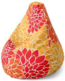 Sedací vak Pear barevné květiny - dětský, červená / žlutá