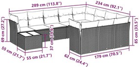 11dílná zahradní sedací souprava s poduškami šedá polyratan 3250101