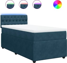 Box spring postel s matrací modrá 100 x 200 cm samet 3289972