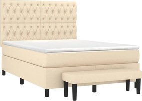 Box spring postel s matrací krémová 140x200 cm textil 3136842