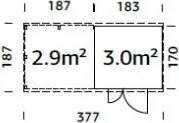 AS Palmako Zahradní domek s dřevníkem Leif 3,0 + 2,9 m2