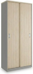 Vysoká skříň SimpleOffice 80 x 40 x 180 cm, dub světlý / šedá