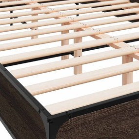 Rám postele hnědý dub 150 x 200 cm kompozitní dřevo a kov 3280051