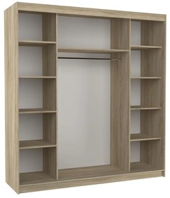 Šatní skříň s posuvnými dveřmi Megan - 200 cm Barva: Bílá/Dub