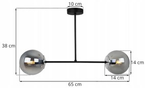 Stropní svítidlo Paris , 2x grafitové skleněné stínítko, (výběr ze 4 barev uchycení)