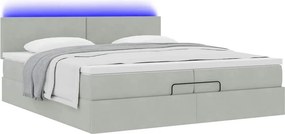Osmanský rám postele s matracíes světle šedá 200x200cm samet 3312572
