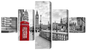 Vícedílný obraz Červená Londýnská Telefonní Budka 3D Nedostatek Nedostatek Přírodní plátno 150x90