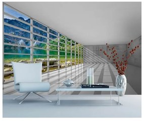 DIMEX | Vliesové fototapety na zeď Interiér s výhledem MS-5-0039 | 375 x 250 cm| bílá, šedá, vícebarevná