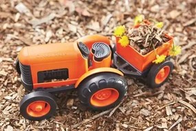 Green Toys Traktor s vlečkou oranžová / od 12 měsíců