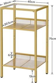 Odkládací stolek Vasagle Nortia 40 cm čirý/zlatý