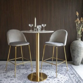 Barový set 2ks židlí LAUSANNE + stůl BOLZANO ø70x105cm,šedá, mosaz House Nordic SET1001264