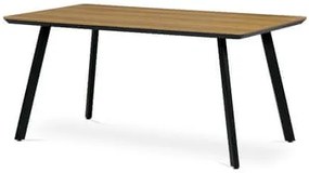 Autronic Moderní jídelní stůl Jídelní stůl, 160x90x76 cm, MDF deska, dýha ostín dub, kovové nohy, černý lak (HT-532 OAK)