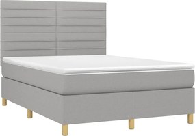 Box spring postel s matrací a LED světle šedá 140x200 cm textil 3135517