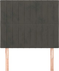 Čelo postele tmavě šedé 80x5x118/128 cm sametové 3116601
