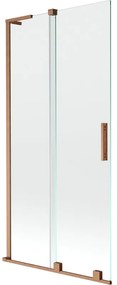 Mexen Velar L vanová zástěna 2-křídlová posuvná 90 x 150 cm, transparentní, kartáčovaná měď - 896-090-003-01-65