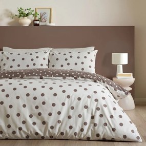 Bílé/tmavě hnědé povlečení na dvoulůžko 200x200 cm Polka Dot – Catherine Lansfield