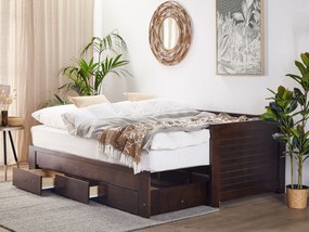 Rozkádací postel dřevěná hnědá s roštem 90 x 200 cm CAHORS Beliani