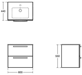 Ideal Standard Tempo - Skříňka pod umyvadlo 600 mm (2 zásuvky), Dub sv. šedý, E3240SG