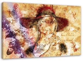Gario Obraz na plátně Žena s červeným kloboukem Rozměry: 60 x 40 cm