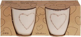 Šálky na kávu Vintage srdce – kávově-hnědé 2 × 150 ml