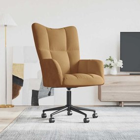 Relaxační křeslo hnědé samet 328180