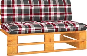 vidaXL Zahradní středová pohovka z palet zeleně impregnovaná borovice [3066485] Barva: Vzor červená kostka, Barva dřeva: medová hnědá