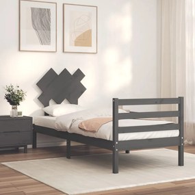 Rám postele s čelem šedý 90 x 200 cm masivní dřevo,  3195273 HangarStore.cz
