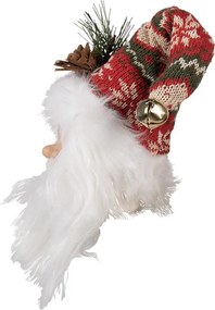 Závěsná dekorace hlava Santa s barevnou čepicí - 10*9*28 cm