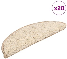 Schodové rohože 20 ks 56 x 17 x 3 cm krémové, půlkulaté 3365841