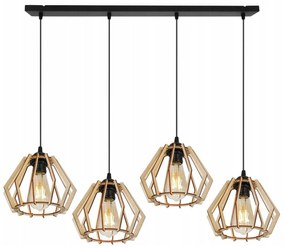 Light for home - Moderní svítidlo s dřevěnými stínidly v skandinávském stylu TIMBER 2360/4, 4x60W, E27, Černá