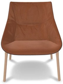 ESPATTIO - Křeslo BOW LOUNGE COMFORT (kožené) s dřevěnou podnoží - nízké