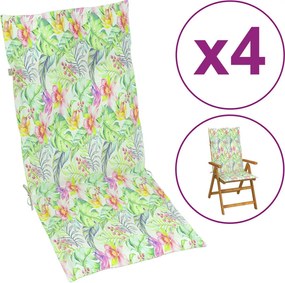 vidaXL Podušky na židli vysoké opěradlo 4 ks 120x50x3 cm textil [361254] Barva: Bílo-zelená