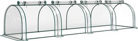 Outsunny Fóliový skleník Skleník s dveřmi Studený rám Rostlinná školka Rostlinný dům Fólie Ocel PVC Transparent 395 x 100 x 80 cm | Aosom