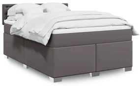 Box spring postel s matrací šedá 140x200 cm umělá kůže 3286126