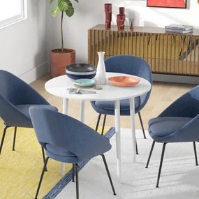 HOMCOM skládací stůl do jídelny se 2 sklápěcími deskami, kulatý rozkládací stůl pro 4 osoby, nohy ze dřeva Ø 89 x 73,5 cm, bílý