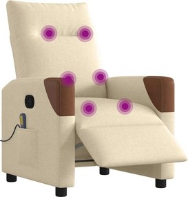 Elektrické masážní polohovací křeslo krémové textil 3324002