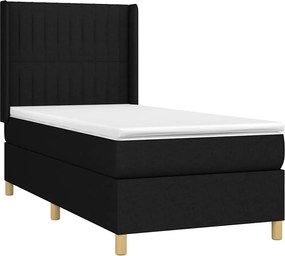 Box spring postel s matrací a LED černá 100x200 cm textil 3139015