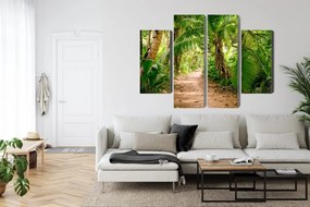 Vícedílný obraz Cesta V Tropickém 3D Lese Nedostatek Nedostatek Přírodní plátno 120x90