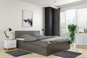 BMS Group Manželská postel s vysokonou nosností  Panama + matrace 140x200 - Grafit
