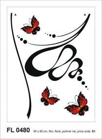 Samolepicí velourová dekorace Motýli FL 0480 - 65 x 85 cm