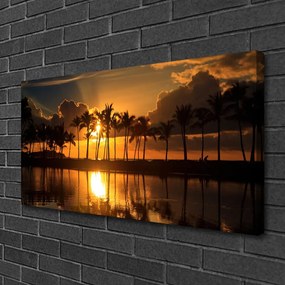 Obraz na plátně Stromy Slunce Krajina 125x50 cm