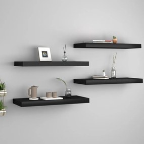 Plovoucí nástěnné police 4 ks černé 60 x 23,5 x 3,8 cm MDF 323834