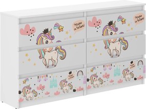 Wooden Toys Dětská komoda R-140 JEDNOROŽEC RAINBOW