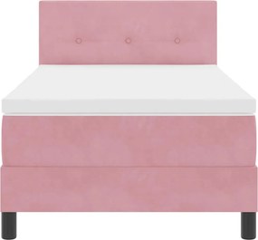 Postel s boxspringem s čelo Růžová 100 x 200 cm samet 3339157