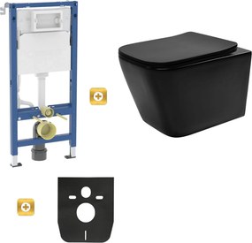 Závěsný set GEBERIT Duofix Basic+ WC mísa Erga Mery+ 51x36 cm + WC sedátko, černá, GEBERIT-MERY-TO2-BK-SET