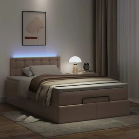 Osmanský postel s matracemi&amp;LED cappuccino 120x190cm umělá kůže 3312146